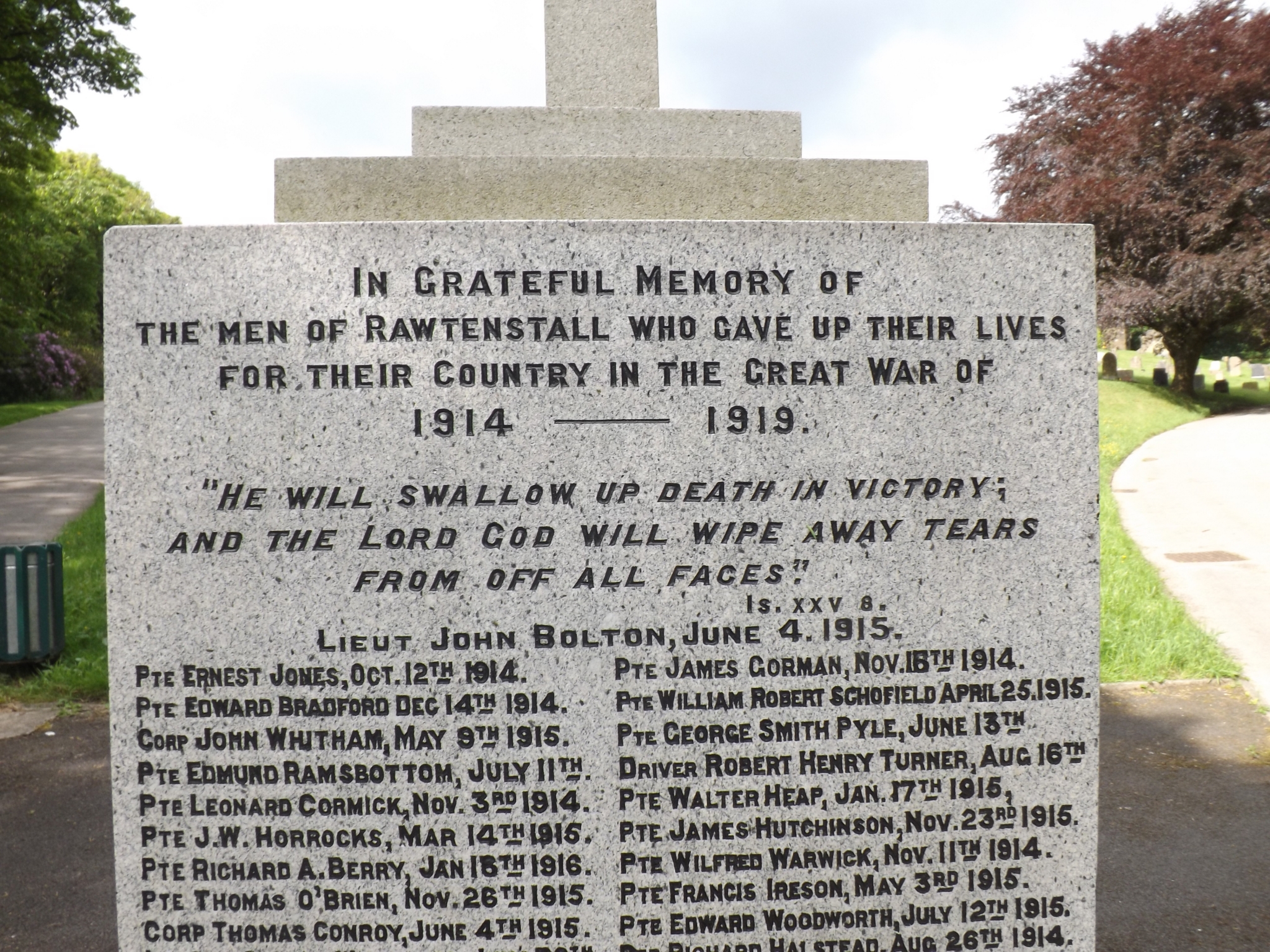 Rawtenstall Municipal War Memorial - War Memorials Online